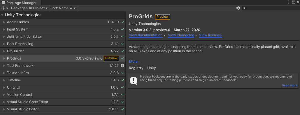 [unity2020] Package Managerから消えたProGridsのインストール方法 | Unity Indies